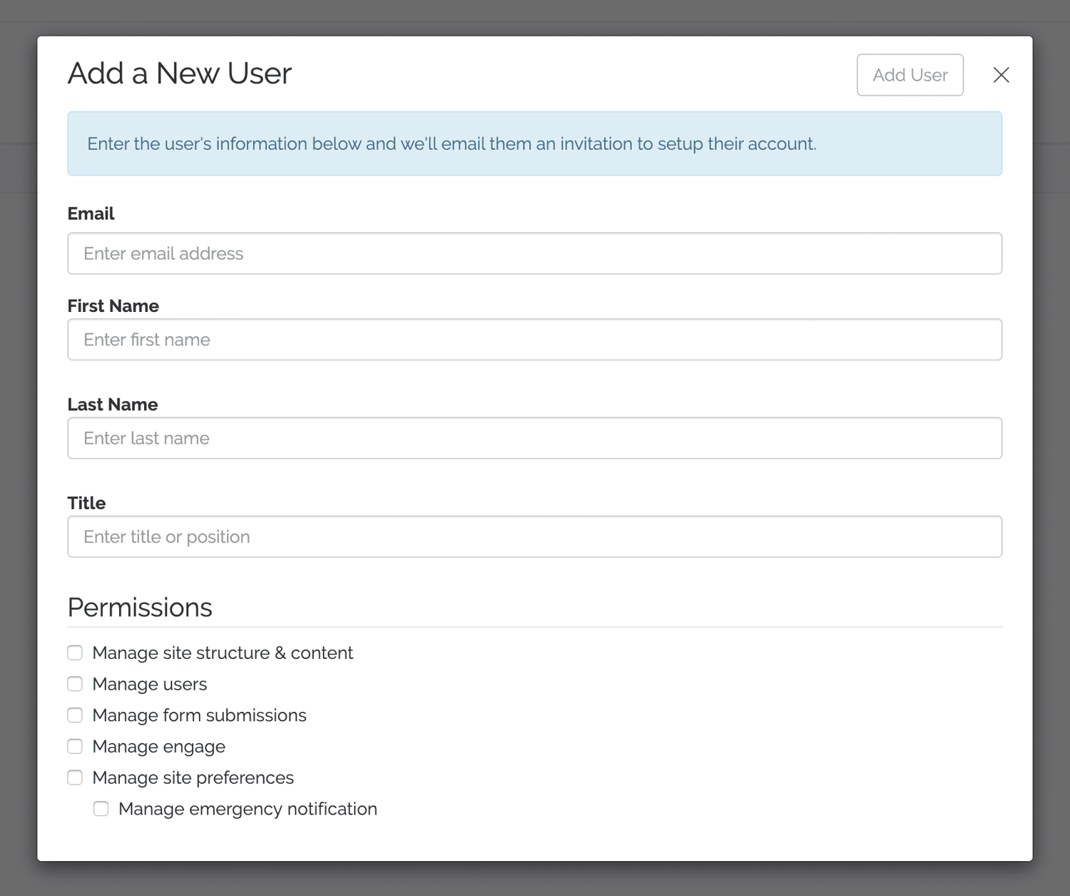 Adding users and managing permissions